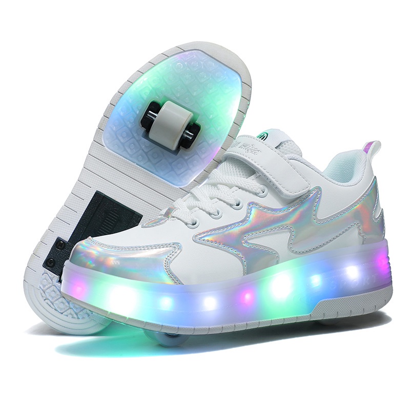 Kick Roller Shoes LED Shoes Kids Luminous Roller Skates Boys Sneakers ...