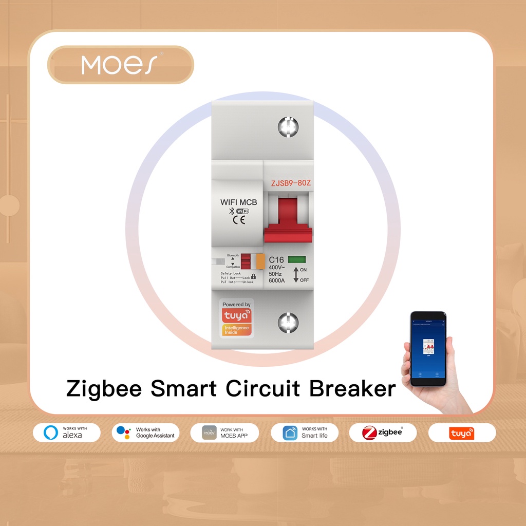 Smart ZigBee Circuit Breaker IoT Air Switch Overload Short Circuit Surge Protection Smart Life ...