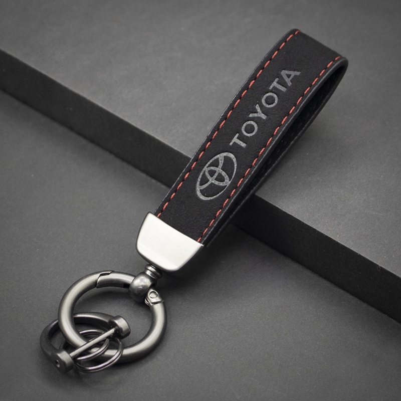 1pcs Black Suede Car Key Chain Car Emblem Leather Rope Key Accessories ...