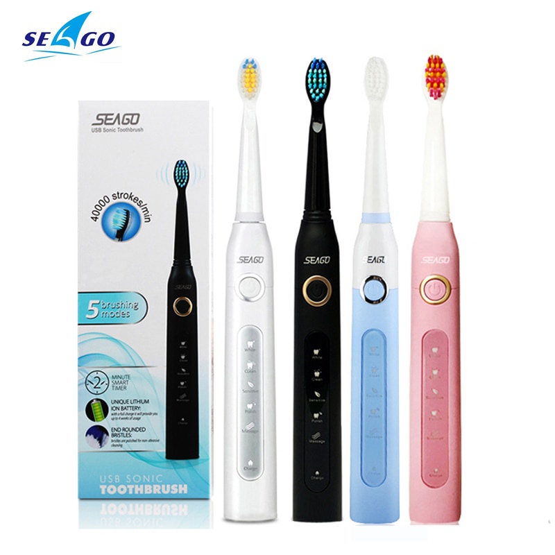 SEAGO SG 507 Sonic Electric Toothbrush USB Rechargeable 5 Modes Clean ...