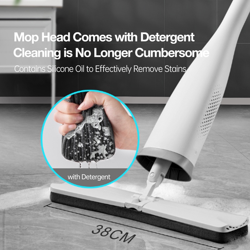 BOOMJOY Self-Wringing Mop Flat Mop With Air Holes And 2 Sponge heads ...