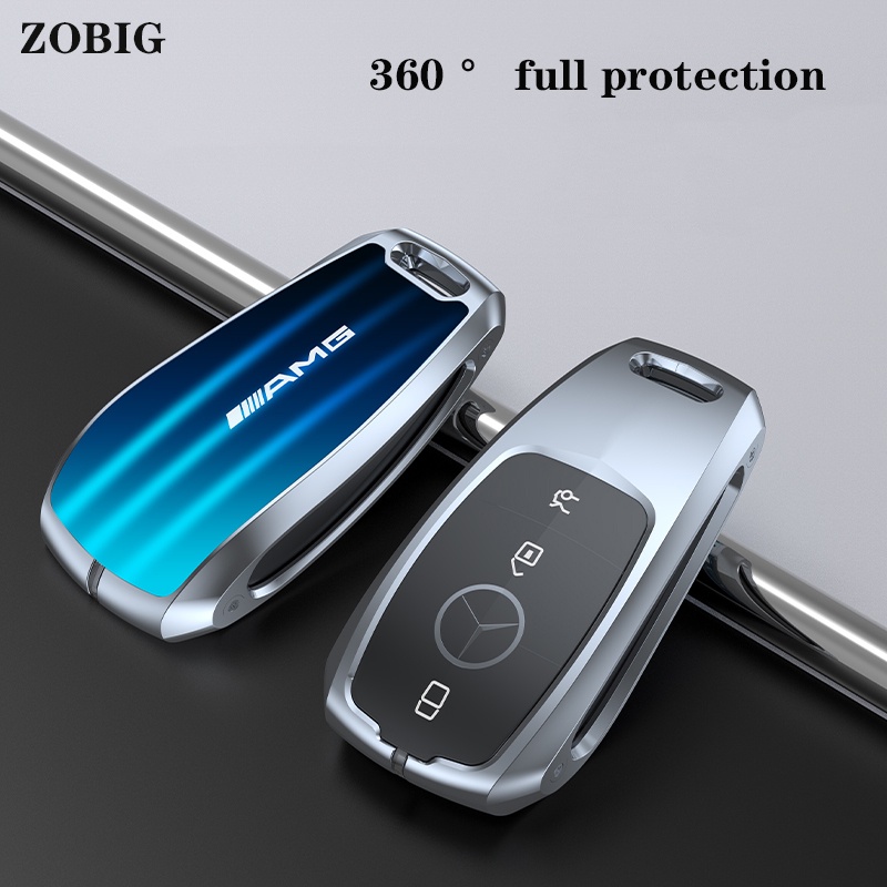 ZOBIG Glass Car Key Cover Case For Mercedes Benz A B C E S GLB GLC GLE ...