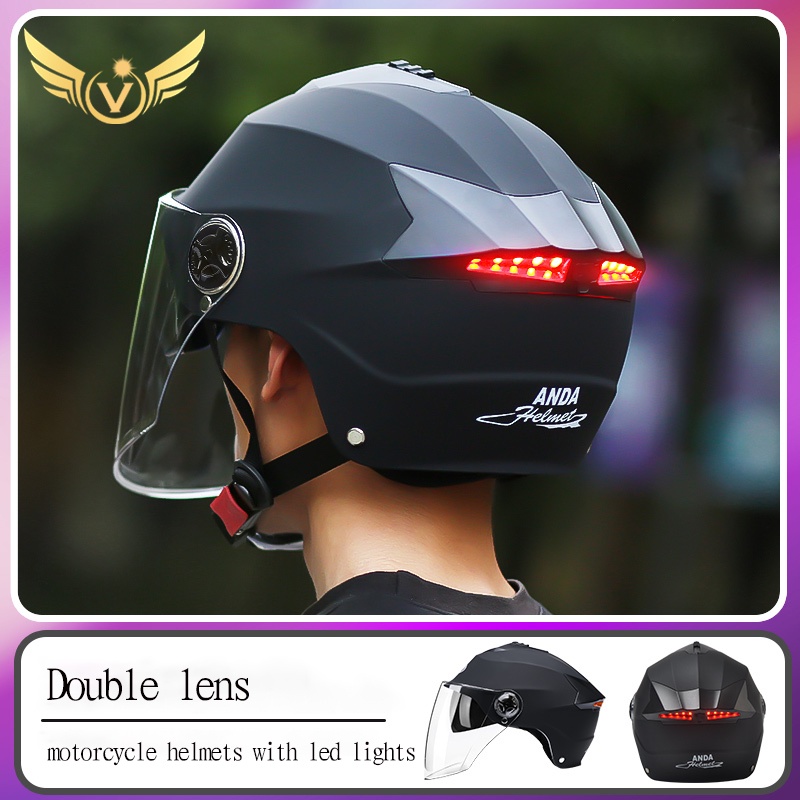 Motorcycle Helmets With Led Lights Moped Helmet Electric Scooter for ...