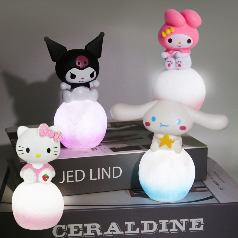 Kawaii 3D Moon Night Light Kuromi Melody Figure Cartoon LED Light Cute ...