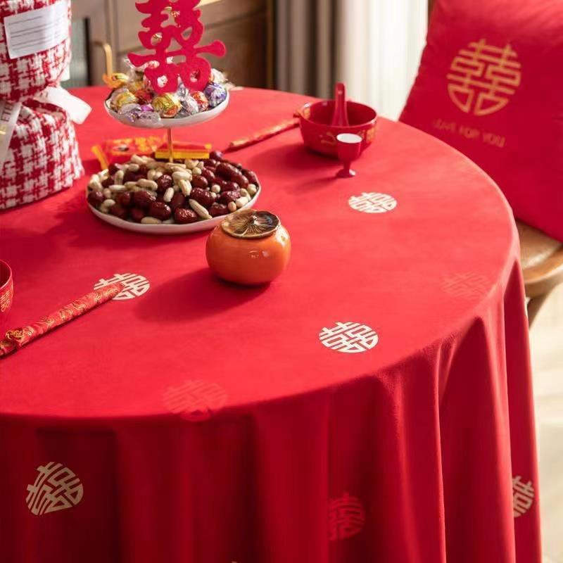 Chinese Style Wedding Red Table Cover Water-proof Coffee Table Dining ...
