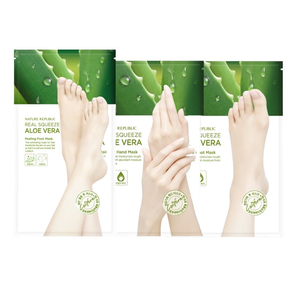 [Nature Republic] Real Squeeze Aloe Vera Foot/Hand Mask | Shopee Malaysia