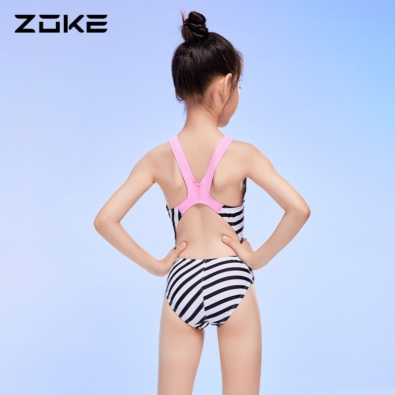 ZOKE Girls Racing Swimsuit Kids Training Competition Sporty Swimwear Children Beachwear Bathing ...