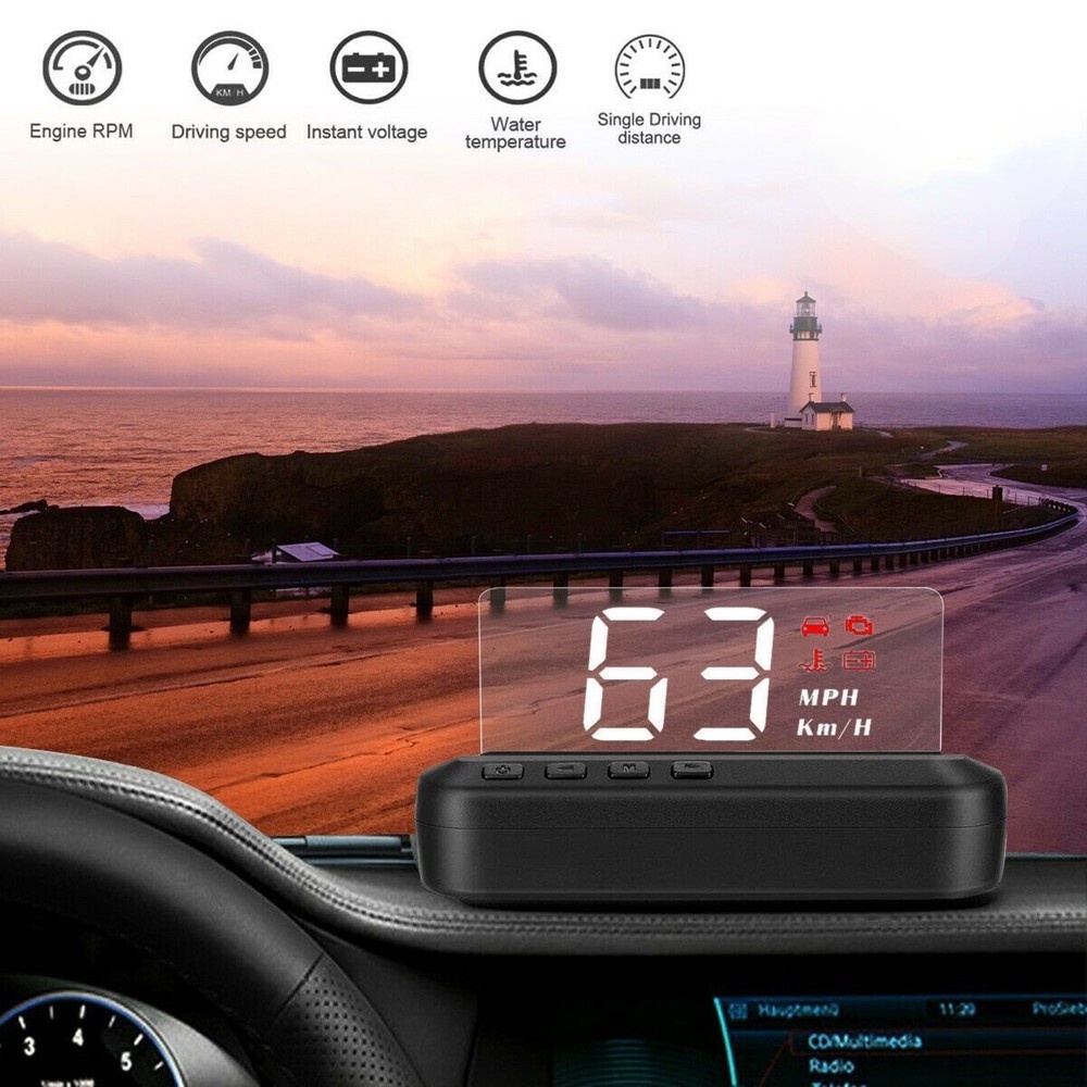LED C100 Car Hud Headup Display No Ghosting OBD2 Water Temperature ...