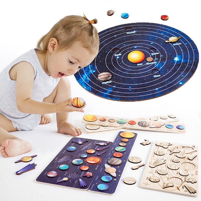 Wooden Montessori Teaching Aids Universe Solar System Planet Matching ...