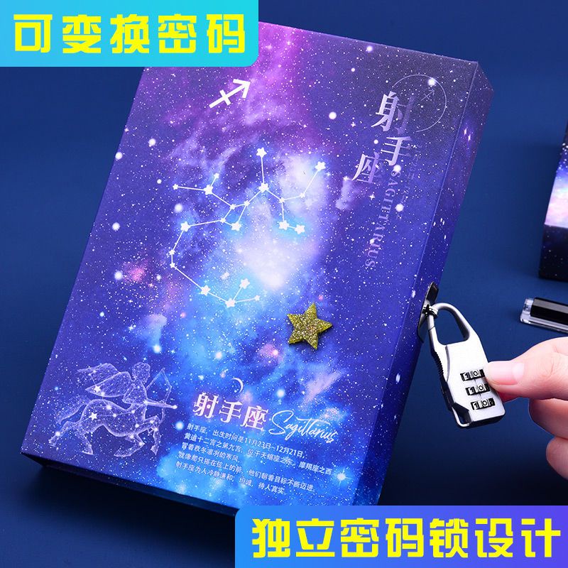 ((Ready Stock) Twelve Constellation Password Notebook Lock Diary ...