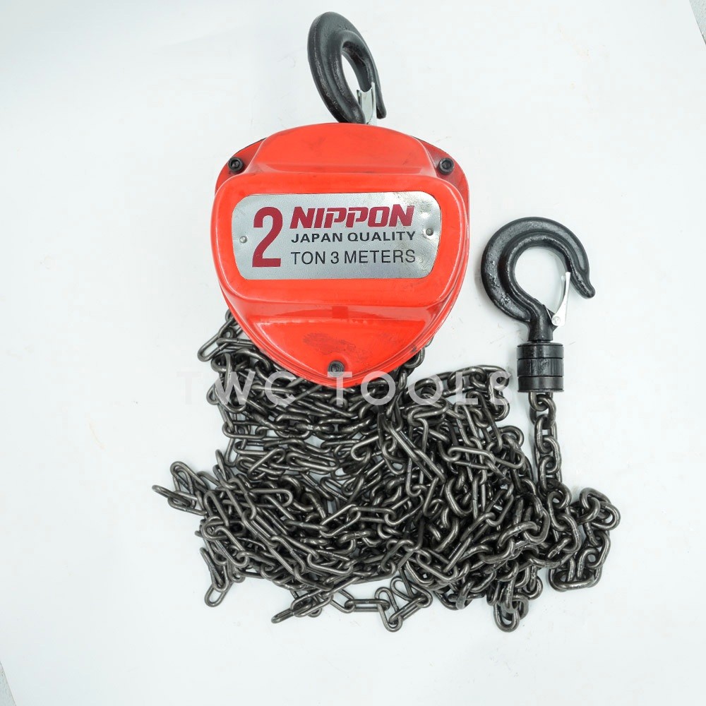 NIPPON 2 Ton Chain Hoist 3 Meter Long Girl Hand Lift Double Folding 2 ...