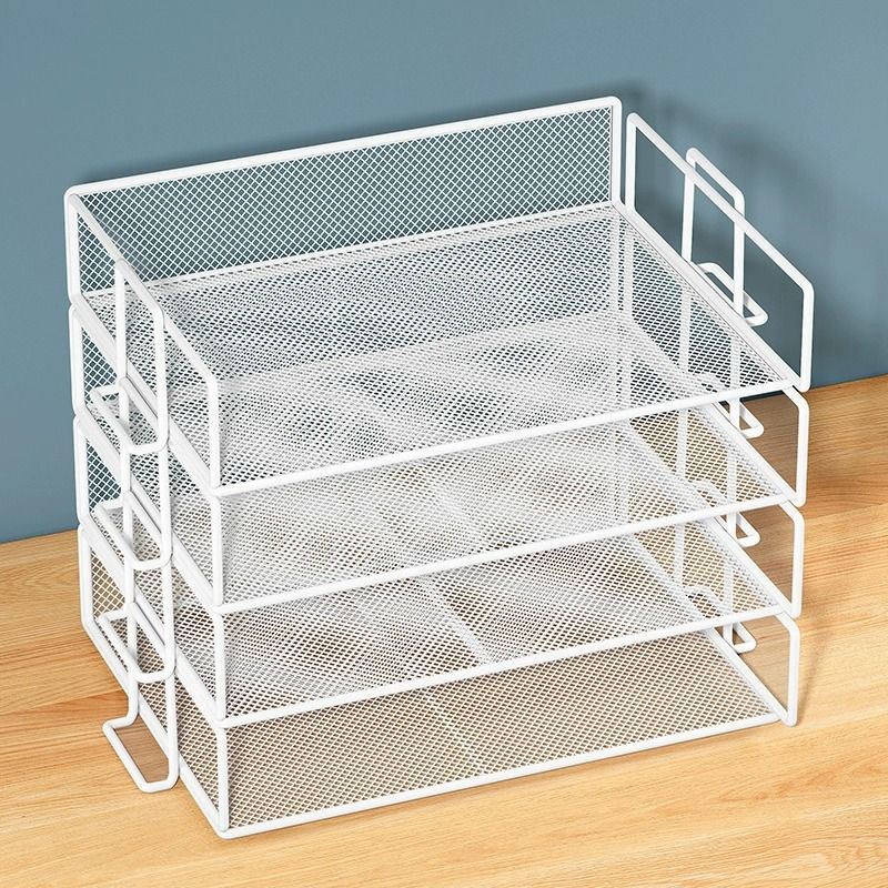 File Rack Desktop Shelf A4 Paper Storage Box Multi Layer Office Desk