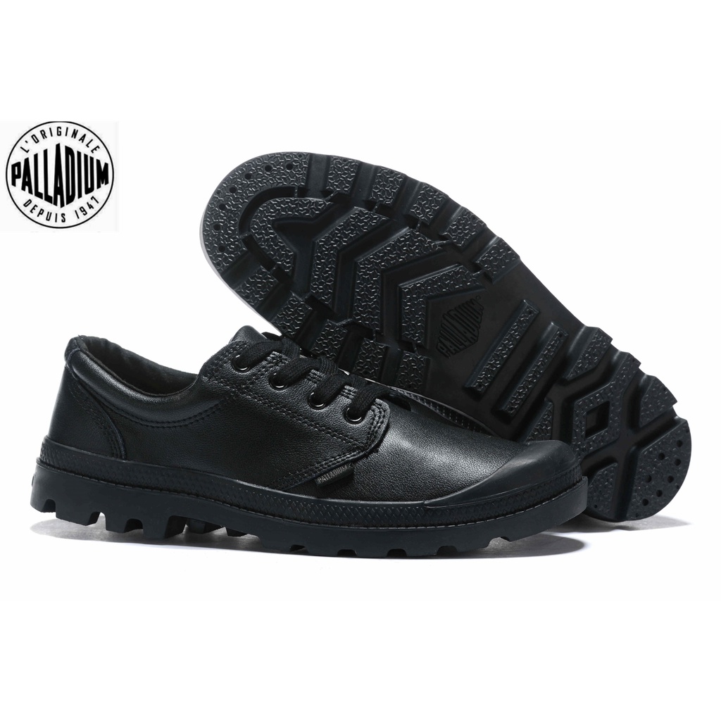 100%Original PALLADIUM Low-top Black Men's and women's Leather shoes 35 ...