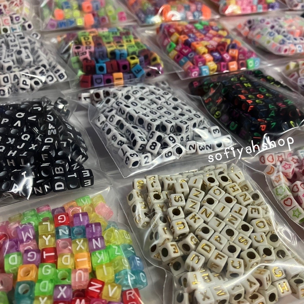 Beads Letters ABC Number Beads (Bag Of 30 Gram) | Shopee Malaysia