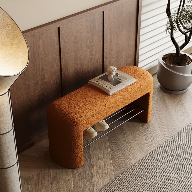 Entryway Shoe Changing Stool with Seat, Lamb Wool Shoe Rack, Shoe ...