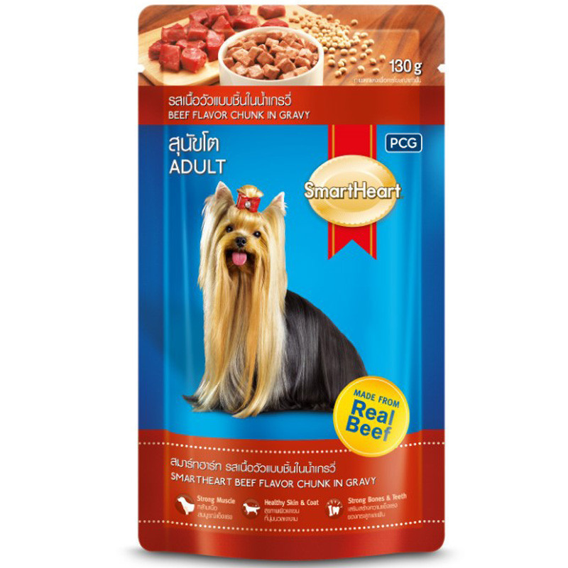 SMARTHEART Smart Heart Dog Food Beef Flavor In Gravy 130g Pack Of 10 ...