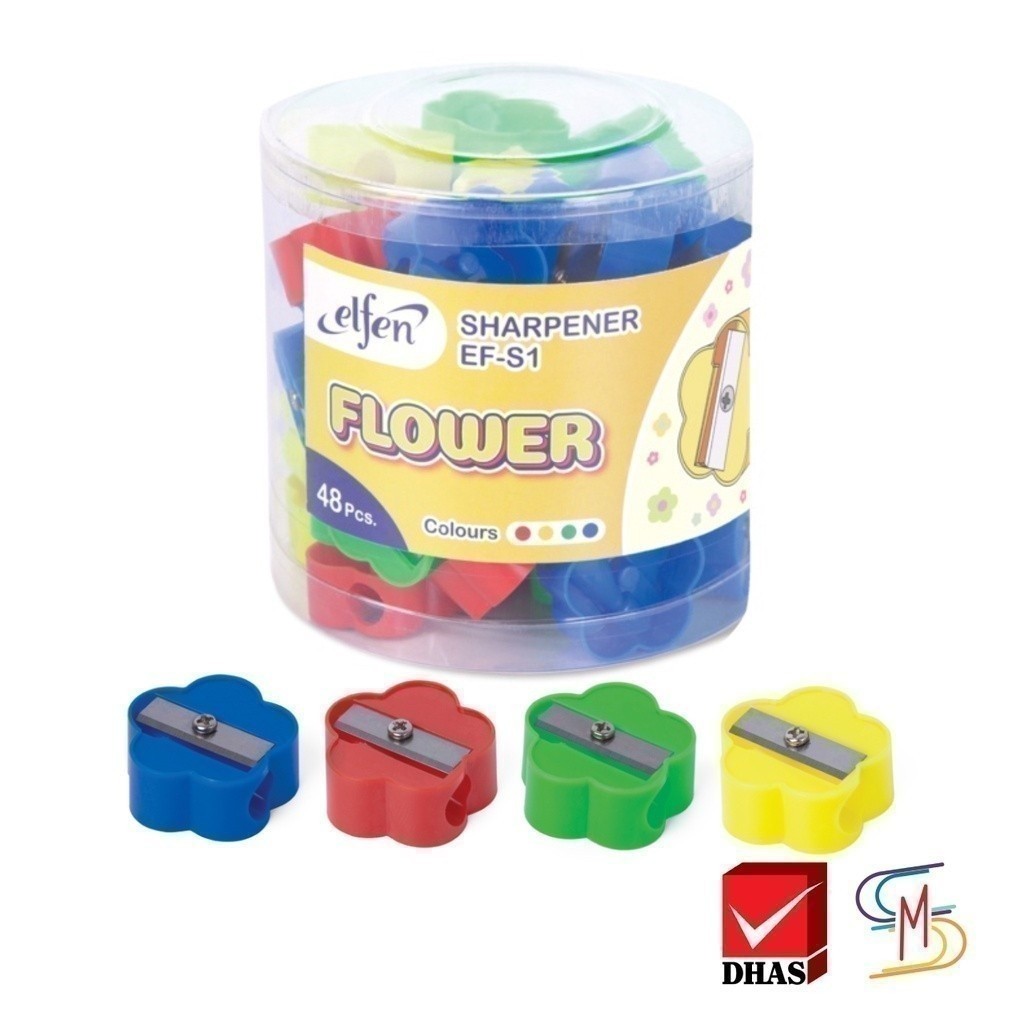 Elfen Sharpener EF-S1 Flower Assorted Colors 48pcs (1 Jar) | Shopee ...