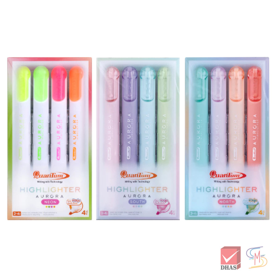 Quantum Highlighter Pen Aurora 4 Pens/Pack | Shopee Malaysia