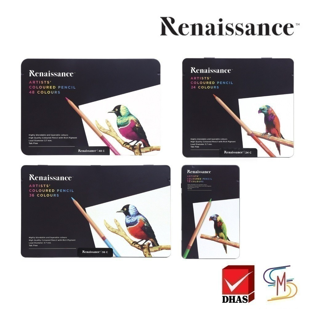 Renaissance Wood Color Pencils Artistic Grade Wooden 12-48 Colors Steel ...