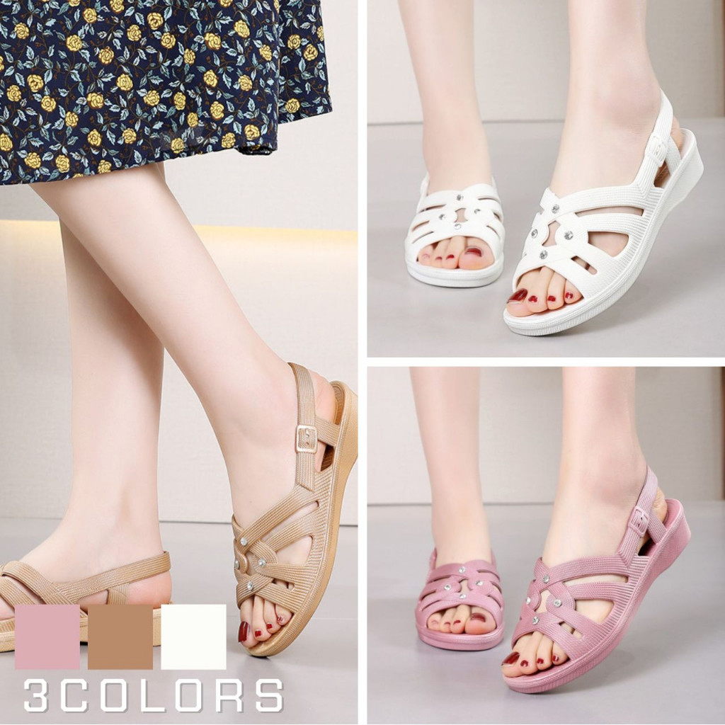 Strap Sandals Cross Belt Decorated With Diamond Crystal. | Shopee Malaysia