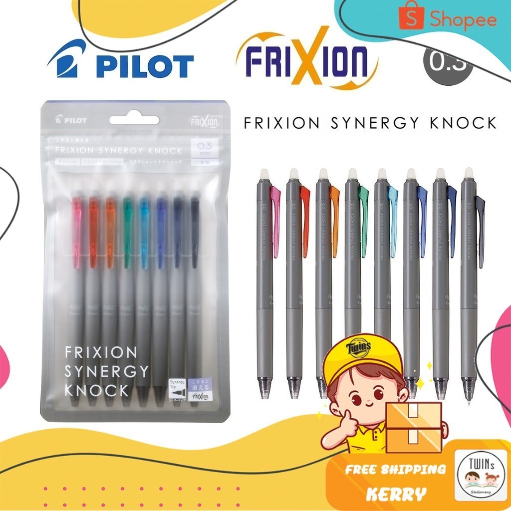Pilot Frixion Synergy Knock Erasable Pen Set Of 8 Colours 0.3 MM ...