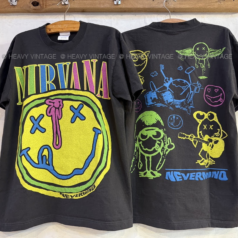 NIRVANA Smiley NEVERMIND tag Hanes vintage shirt Cartoon Legend heavy ...