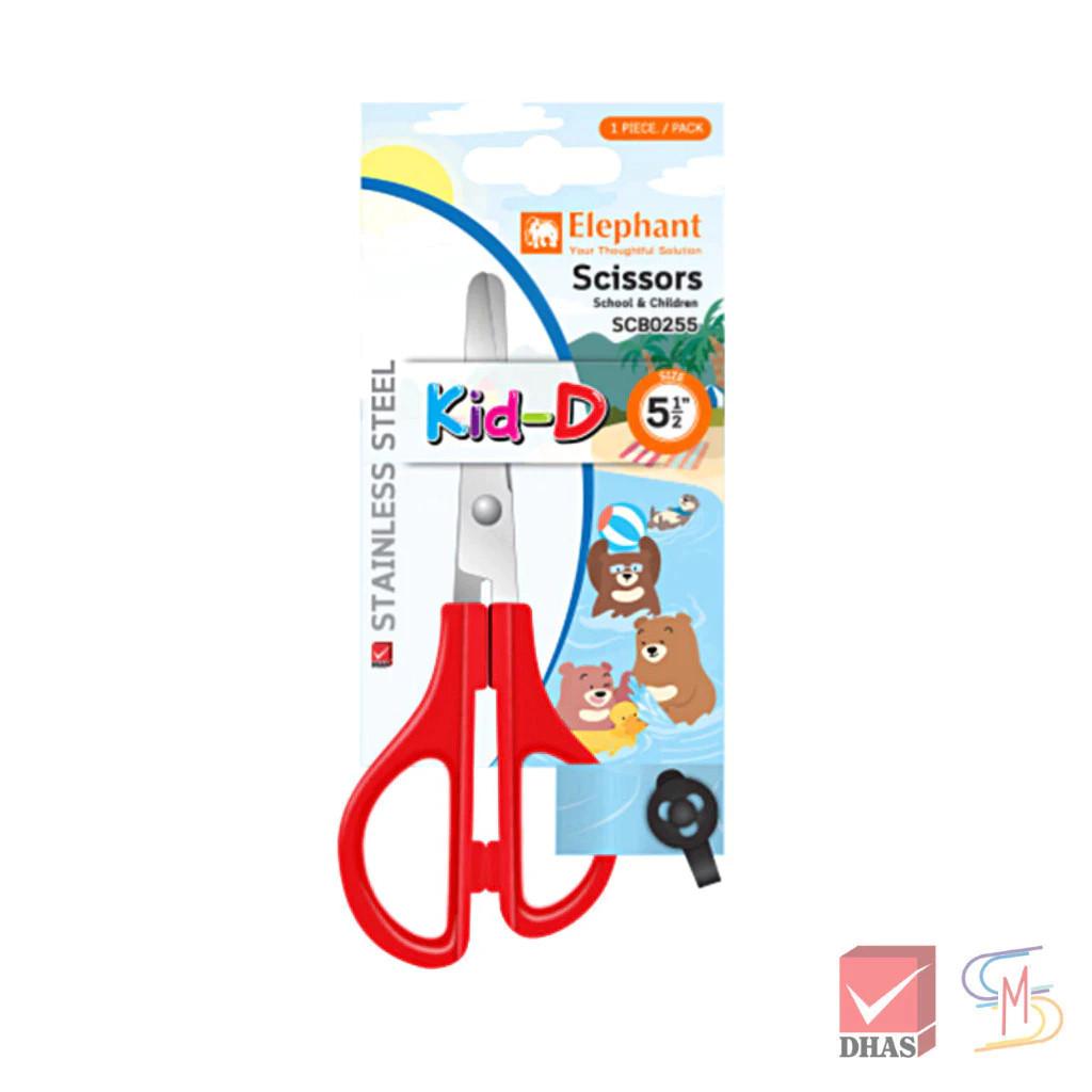 Elephant Brand Scissors SCB0255 (KID-D) Size 5 1/2 Inch Red | Shopee ...