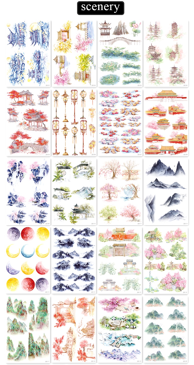 JIANWU 50 Pages/ Book Character Landscape Series No Repeat Retro A5 ...