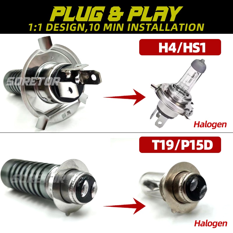 All New Dual Color T19/P15D/PX15D/H6M/H4/HS1/Ba20D/H6 LED Headlight Bulb For Motor Bike ...