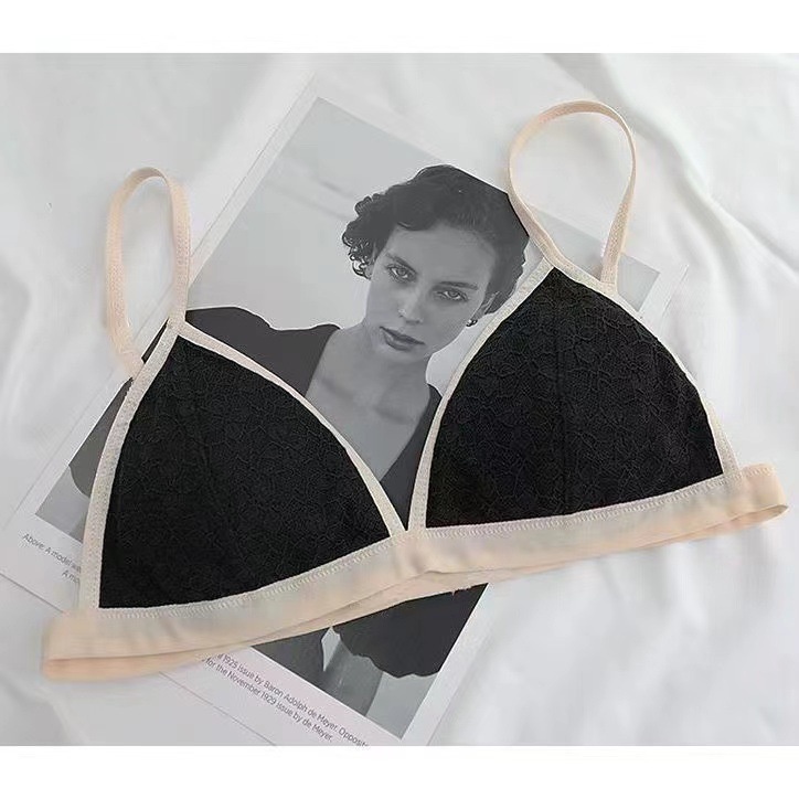 French Lace Triangle Cup Sexy Bra Gathering Bikini Thin Style Seamless ...