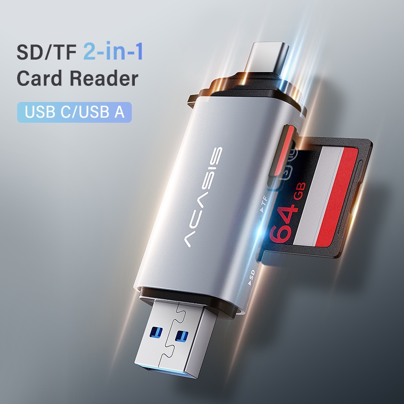 ACASIS SD/TF 2-in-1 Dual-head card reader .USB Type-c 3.0 To SD/TF ...