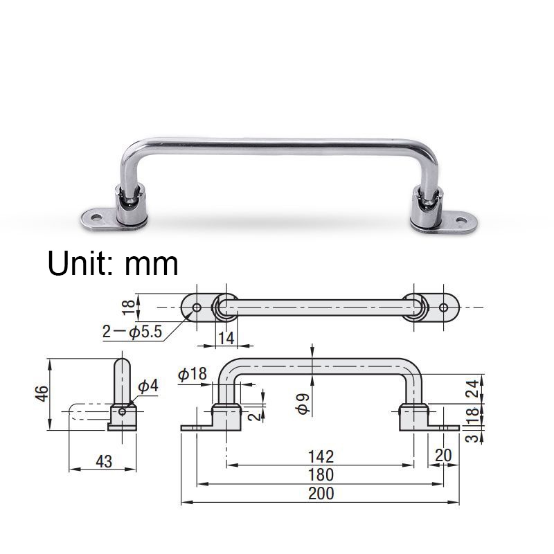 138mm 158mm 180mm 218mm 304 Stainless steel heavy duty folding handle ...