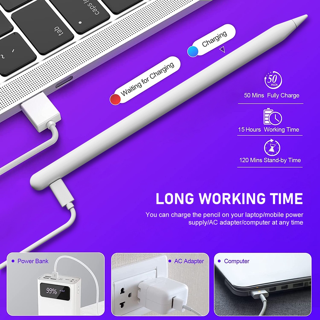 Goojodoq for ipad Pencil 2 1 iPad stylus Pen with Digital Power Display ...