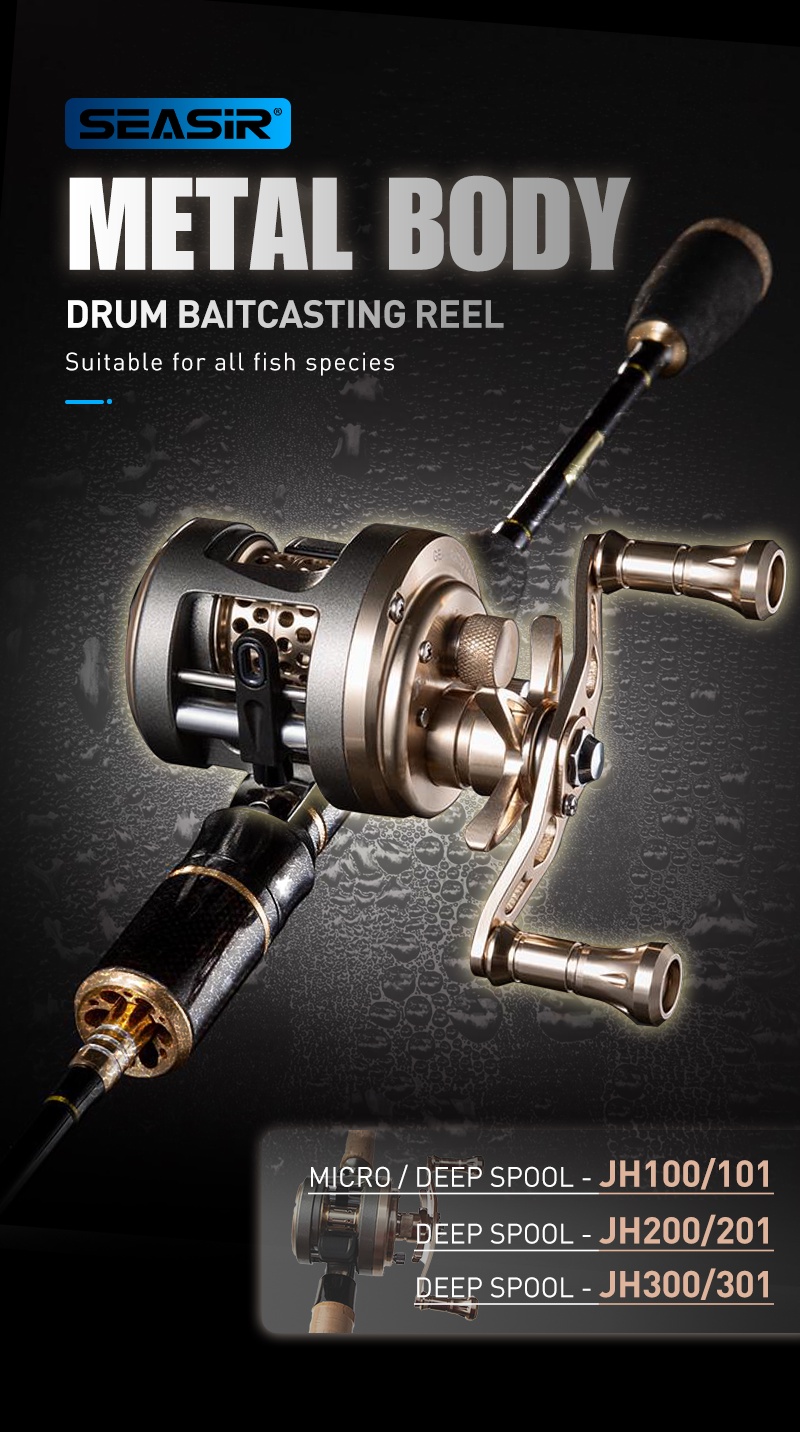 SEASIR JH Drum Baitcasting Reel Metal Body Micro/Deep Spools High ...