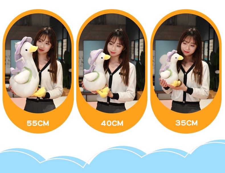 Flower Hat Duck Cute Plush Toy Big White Goose Doll Gift For Girls ...