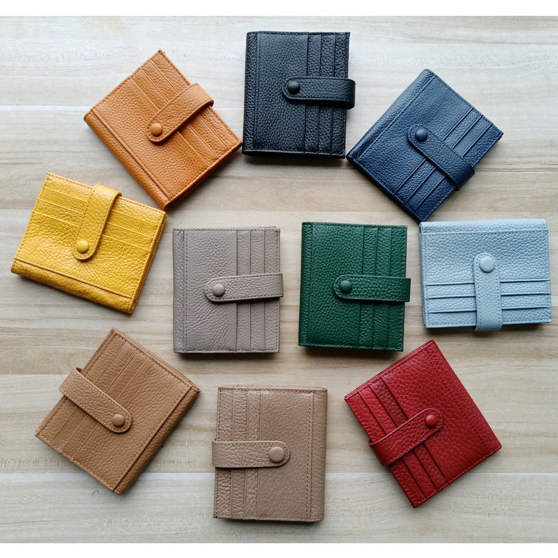 Cowhide Small Wallet Women's Short Coin Purse Genuine Leather Multi ...