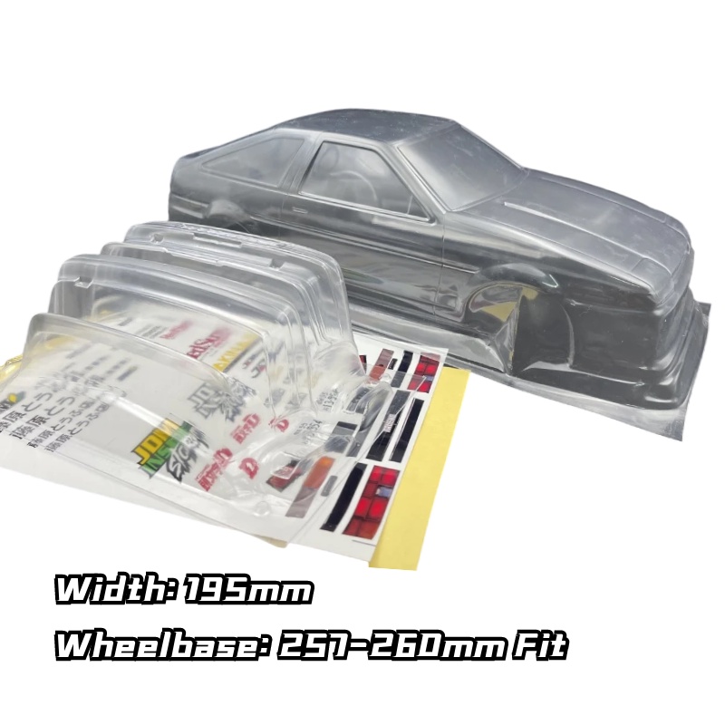 Initial D 1/10 TOYOTA AE86 LEVIN 2DR Drift RC PC Body Shell 195mm Width ...