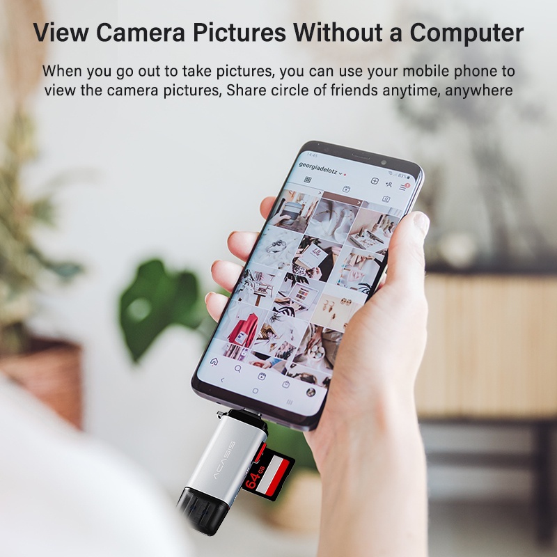ACASIS SD/TF 2-in-1 Dual-head card reader .USB Type-c 3.0 To SD/TF ...