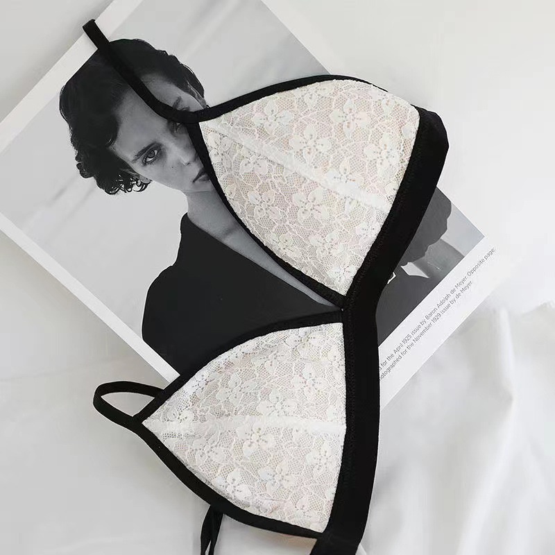 French Lace Triangle Cup Sexy Bra Gathering Bikini Thin Style Seamless ...