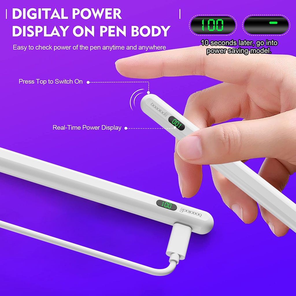 Goojodoq for ipad Pencil 2 1 iPad stylus Pen with Digital Power Display ...
