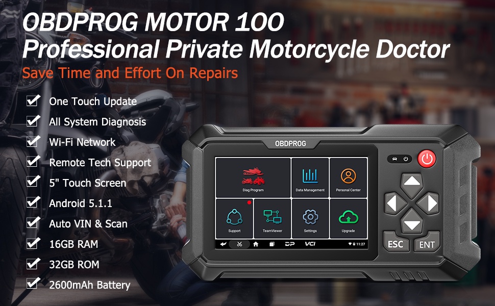 OBDPROG MOTO 100 Motorcycle OBD2 Scanner Diagnostic Tool Motor Analysis ...