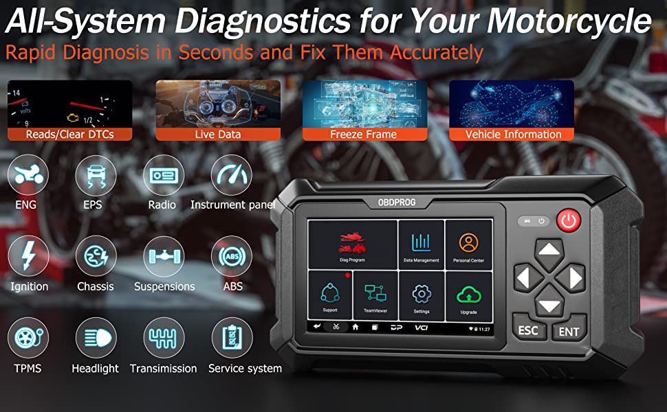 OBDPROG MOTO 100 Motorcycle OBD2 Scanner Diagnostic Tool Motor Analysis ...