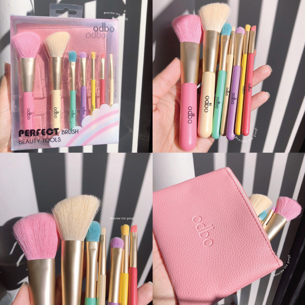 ODBO Perfect Brush Beauty Tools 7 Pcs Makeup Brushes Set With Storage Bag | Shopee Malaysia