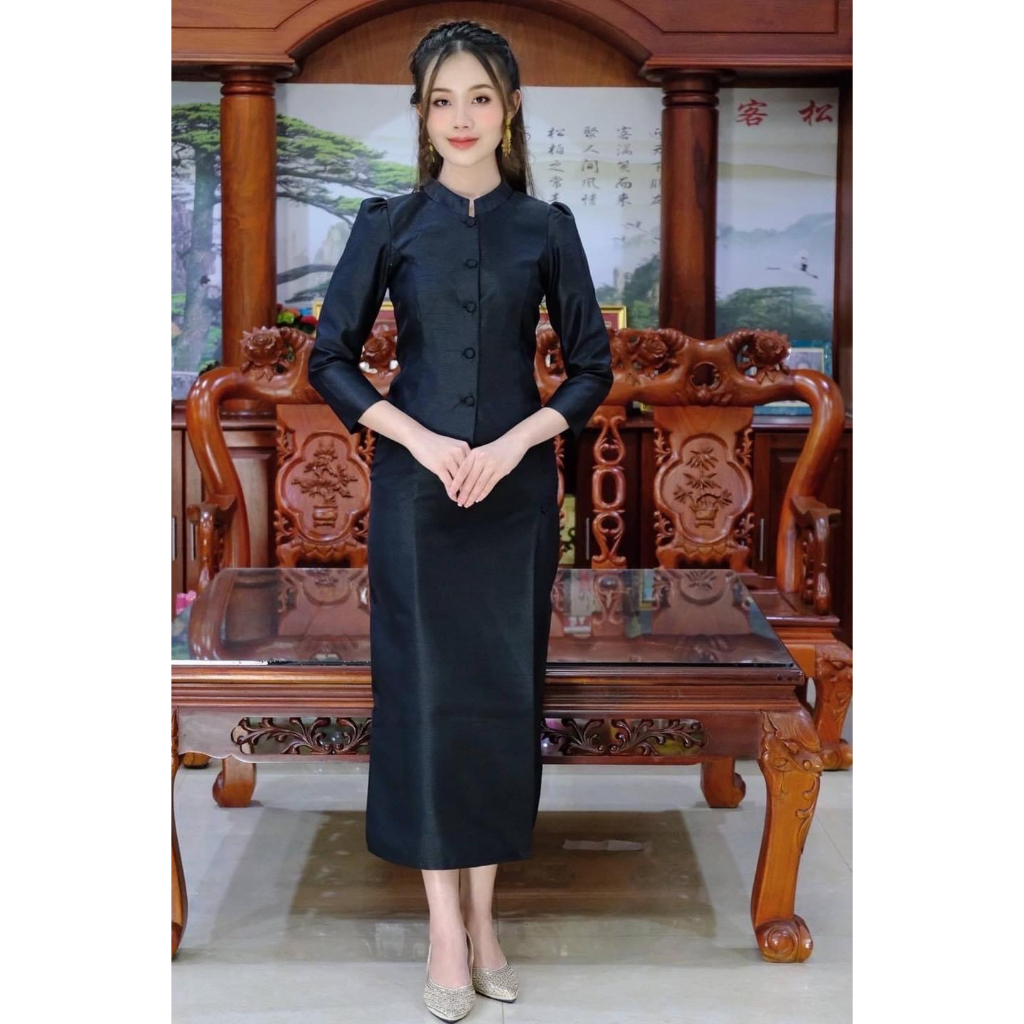 Thai Chitralada Dress Black Tree Four Silk (Sold Separately) Glued In ...