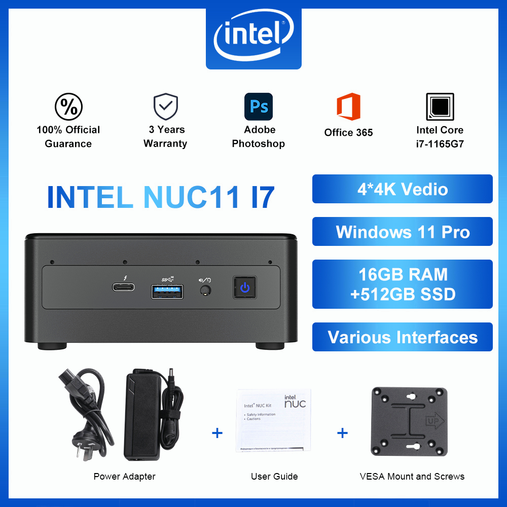 Intel NUC 11 Pro NUC11PAHi7 Home & Business Desktop Mini PC, Intel Core i7-1165G7, 16GB DDR4 RAM ...