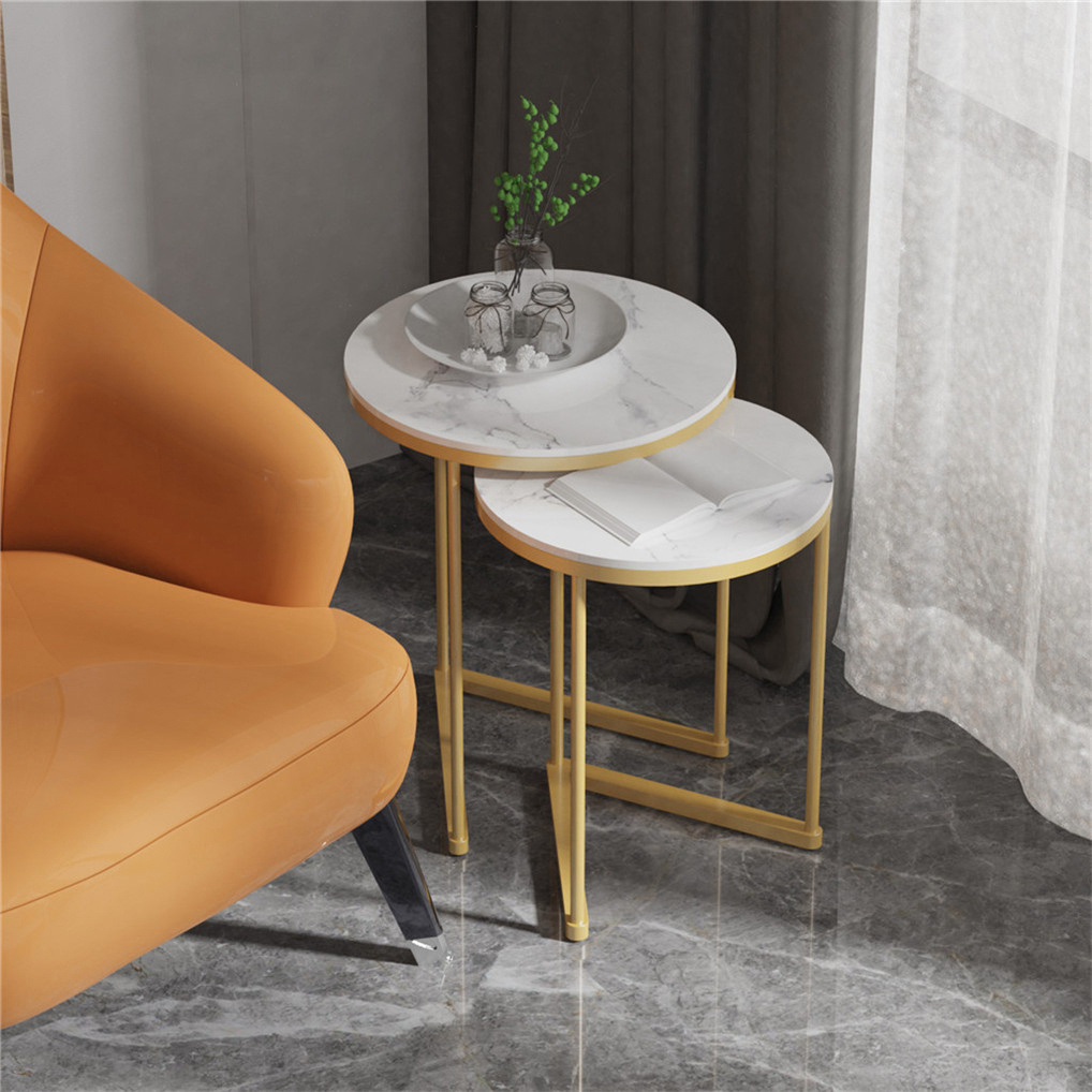 WISFOR 2x Sofa Side Table Gold Metal Frame White Marble Top Coffee End | Shopee Malaysia