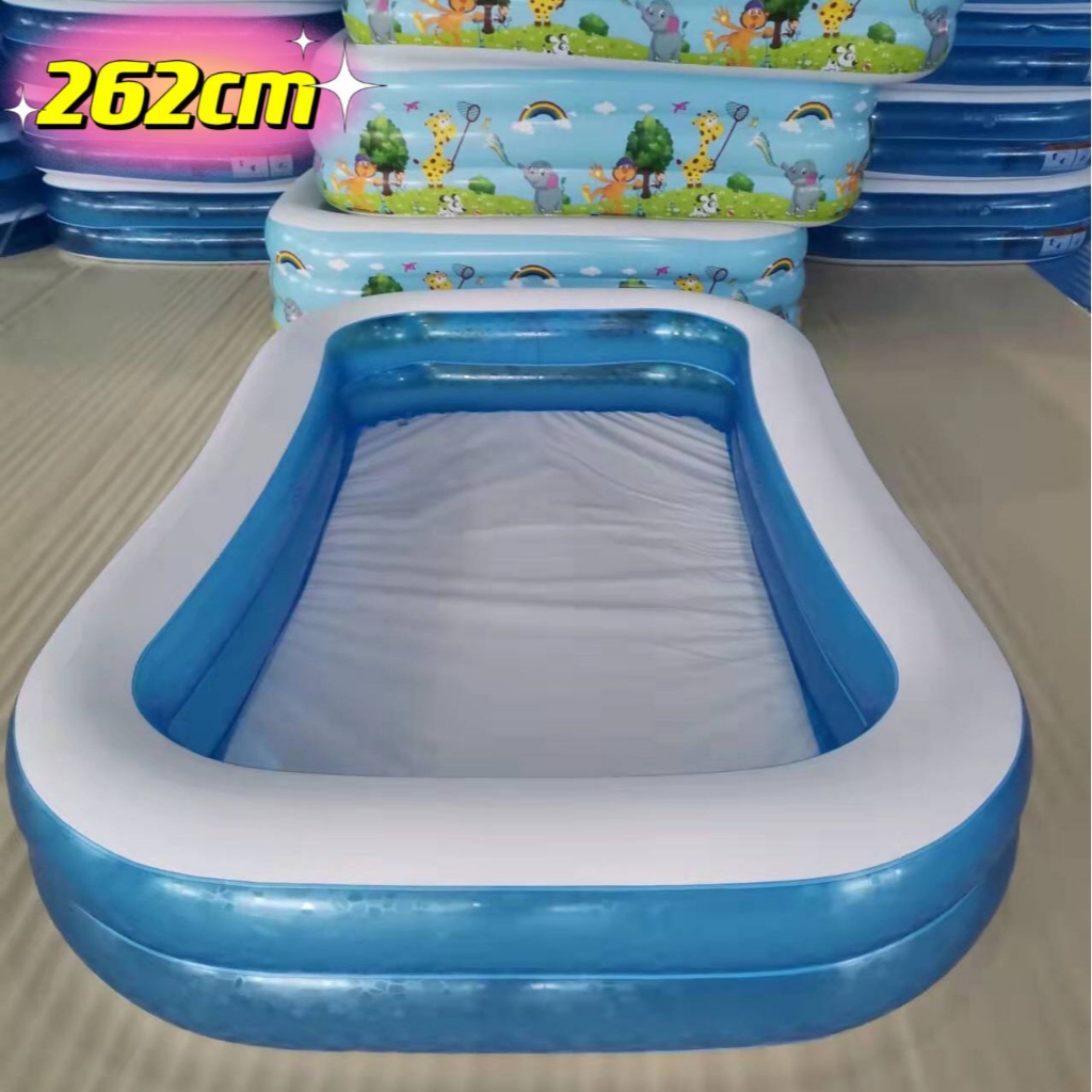 Inflatable Swimming Pool 262cm 2 Layers Size: 260cm x 170cm x50cm (2.62m Long) 1.70m Wide Height ...