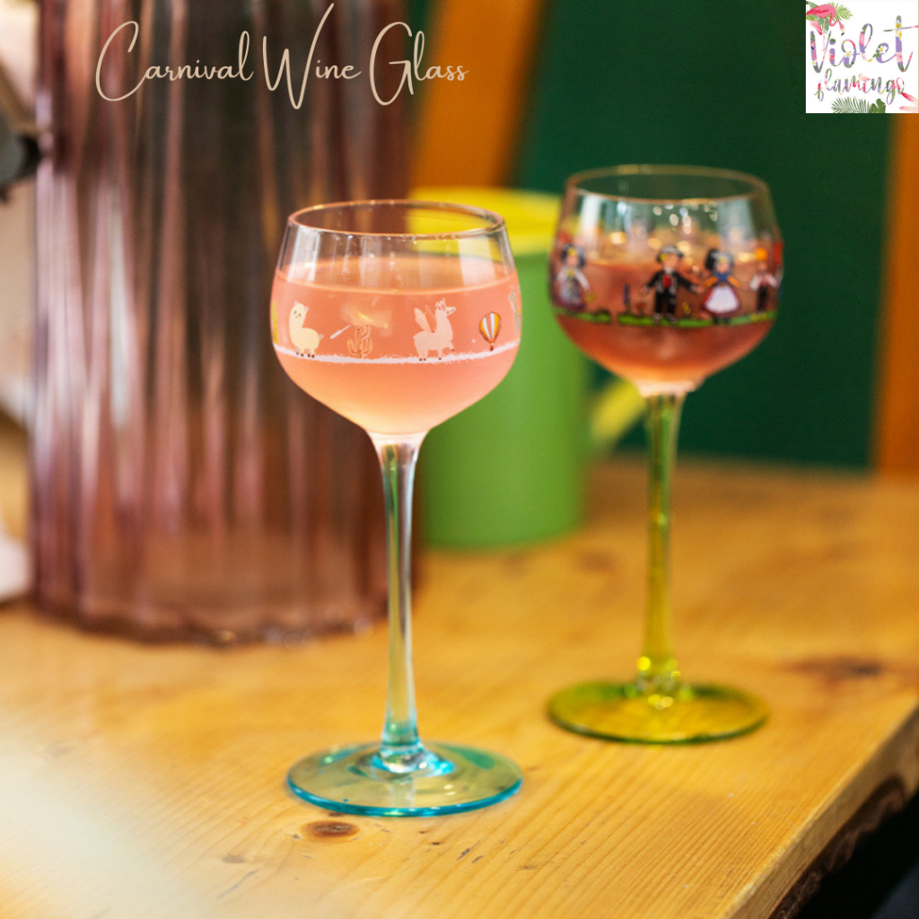 Violet Flamingo Cocktail Glass With Alpaca And Dancer Carnival | Shopee ...