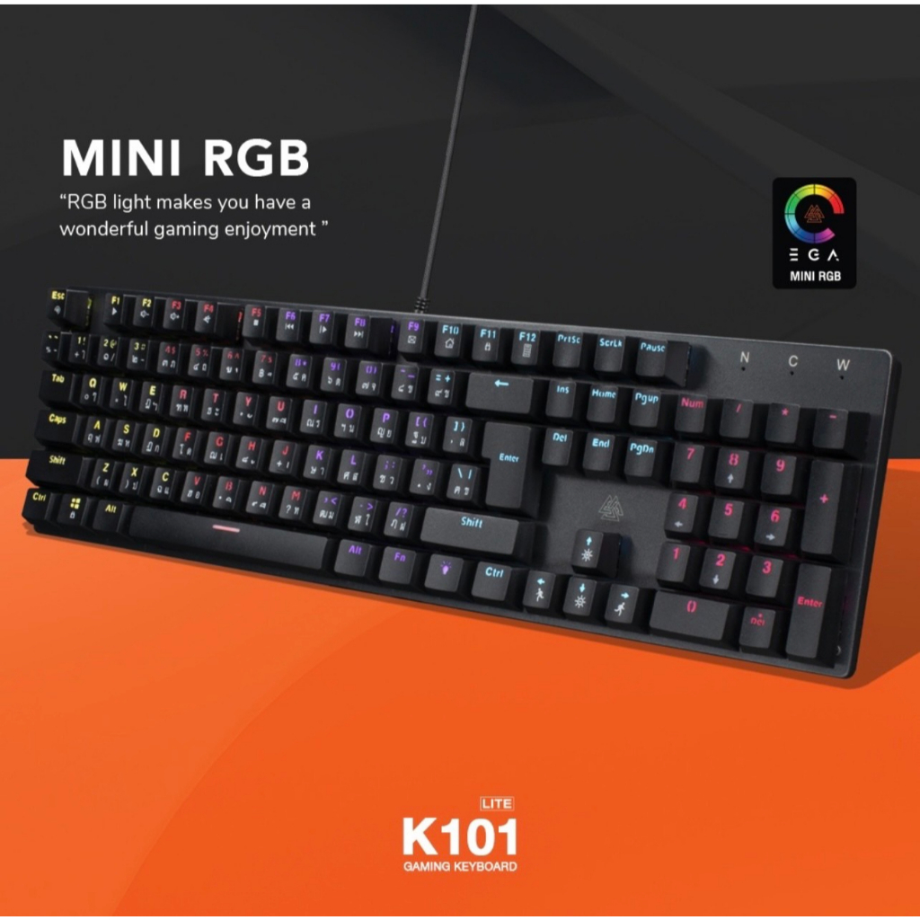 GAMING Keyboard EGA TYPE-K101 KEYBORD Mini RGB Mechanical Blue/Red ...