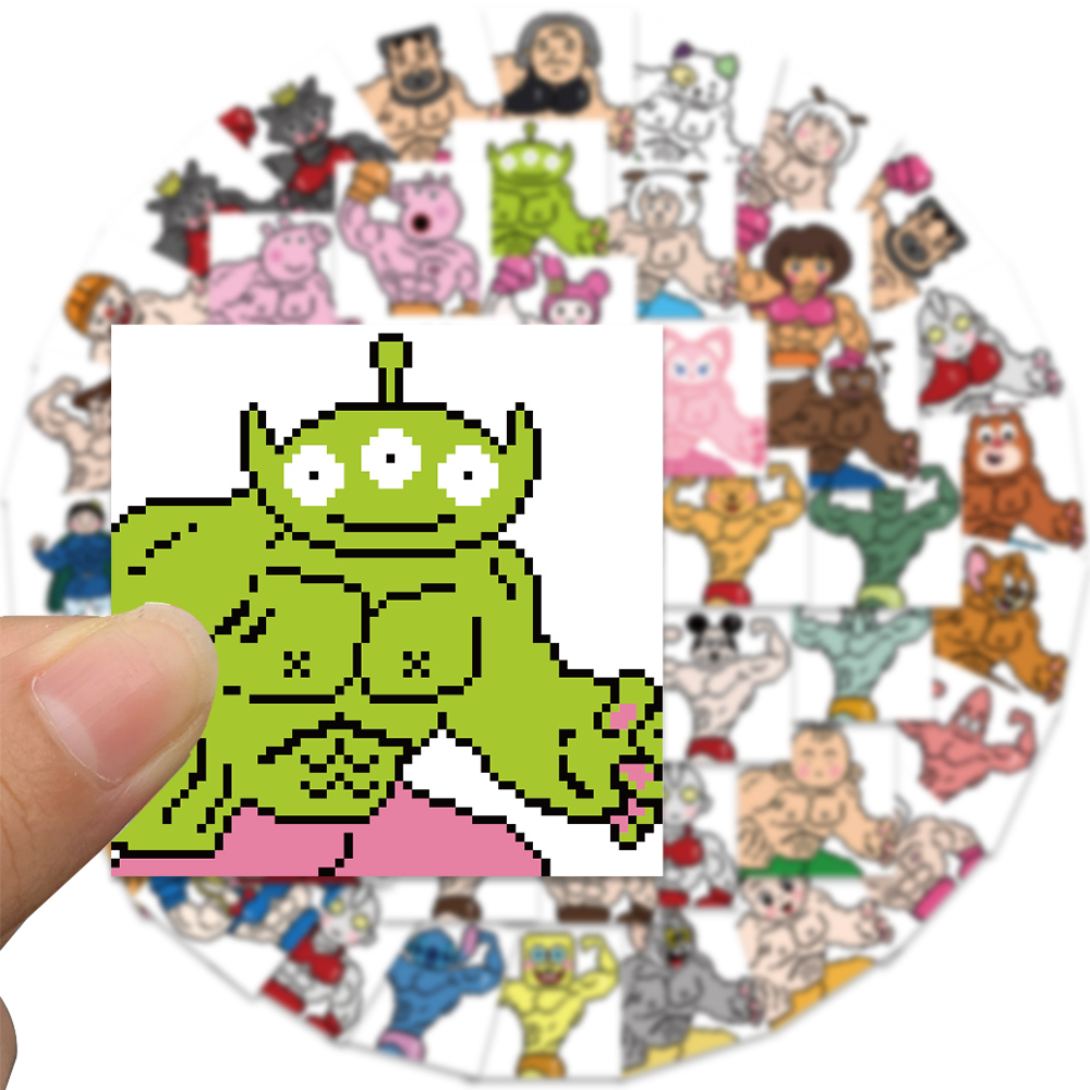 Cartoon funny pixel muscle man Sticker Disney Hello kitty Toystory ...